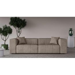 Home Affaire 3-Sitzer ERIZ Big Sofa, XXL, auch in Bouclé, moderne Steppung, incl. 2 Zierkissen, B/T/H: 278/104/70 cm, braun