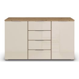 Rauch Kommode Sideboard Kombikommode Schubladenkommode AGORDO mit Glasfront, Breite 140 cm mit 4 Schubkästen und 2 Türen, inkl. 3er-Set Filzboxen, braun