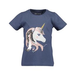 Blue Seven - T-Shirt GLITTER UNICORN mit Wendepailletten in blau, Gr.92