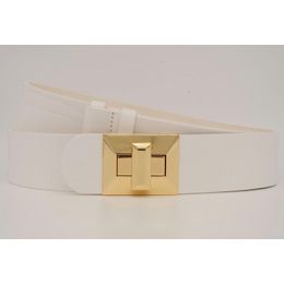 AnnaMatoni Ledergürtel mit goldener Schließe, weiß