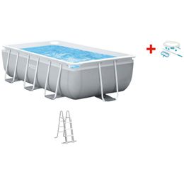 Intex Rechteckpool »Framepool« 300x175x80 cm (Set), inkl. hochwertigem Intex Pool-Reinigungsset, grau