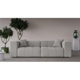 Home Affaire 3-Sitzer ERIZ Big Sofa, XXL, auch in Bouclé, moderne Steppung, incl. 2 Zierkissen, B/T/H: 278/104/70 cm, silberfarben