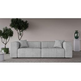 Home Affaire 3-Sitzer ERIZ Big Sofa, XXL, auch in Bouclé, moderne Steppung, incl. 2 Zierkissen, B/T/H: 278/104/70 cm, grau