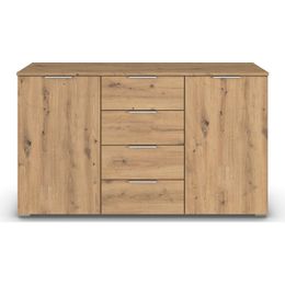 Rauch Kommode Sideboard Kombikommode Schubladenkommode AGORDO, Breite 140 cm mit 4 Schubkästen und 2 Türen, inkl. 3er-Set Filzboxen, braun