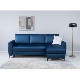 Home Affaire Ecksofa SEMPT Recamiere wahlweise links oder rechts montierbar, L-Form, Schlafsofa, Bettkasten, B/T/H: 236/148/92 cm. Liegefläche 197/138 cm, blau