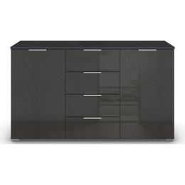 Rauch Kommode Sideboard Kombikommode Schubladenkommode AGORDO, Breite 140 cm mit 4 Schubkästen und 2 Türen, inkl. 3er-Set Filzboxen, grau