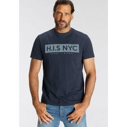 H.I.S. H.I.S Rundhalsshirt mit Logo-Print vorne, blau