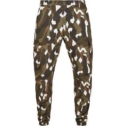 Urban Classics Cargohose Urban Classics Herren Geometric Camo Stretch Twill Cargo Pants (1-tlg), braun