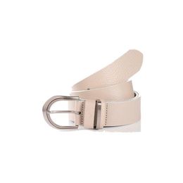 Tom Tailor Ledergürtel TTSANDRA 3,5 cm breiter Damengürtel, genarbte Oberfläche, Schließe silberfarben, beige