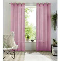 Gardine XANA, my home, Ösen (1 St), transparent, Polyester, 1 Schal, Voile, einfarbig, modern, pflegeleicht, rosa