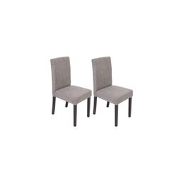 MCW 2er-Set Esszimmerstuhl Stuhl Küchenstuhl Littau ~ Textil, grau, dunkle Beine