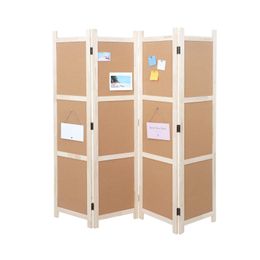 Paravent MCW-G52, Raumteiler Trennwand Sichtschutz, Pinnwand Kork ~ braun, 4 Paneele 166x160cm