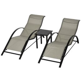 Outsunny 2er Set Gartenliegen mit Tisch