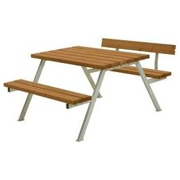 Plus Picknicktisch Alpha Stahl-Holz 118 x 173 x 73 cm teak mit Rückenlehne