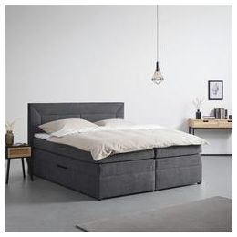 Boxspringbett Maja ca. 180x200 cm Grau Topper