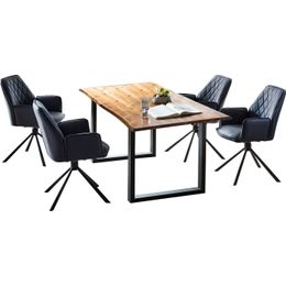 Salesfever Essgruppe, (Set, 5-tlg), Stühle mit 360 Grad Drehplatte unter der Sitzfläche, blau|schwarz