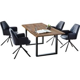 Salesfever Essgruppe, (Set, 5-tlg), Stühle mit 360 Grad Drehplatte unter der Sitzfläche, blau|schwarz