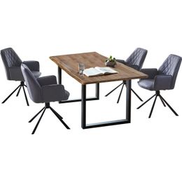 Salesfever Essgruppe, (Set, 5-tlg), Stühle mit 360 Grad Drehplatte unter der Sitzfläche, grau|schwarz