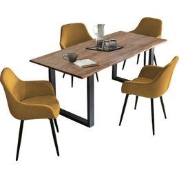 Salesfever Essgruppe, (Set, 5-tlg), Tischplatte behandelt mit OSMO Hartwachs-Öl in seidenmattem Finish, gelb|schwarz