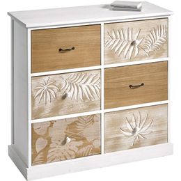 Kommode HEINE HOME Sideboards Gr. B/H/T: 34 cm x 86 cm x 34 cm, H/B/T ca. 82,5/86/34 cm, 6 Schubläden, weiß (weiß, natur) Kombikommode Kommoden