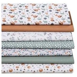 buttinette Patchwork- und Quiltpaket "Fuchs & Igel", jade/haselnuss/rosé