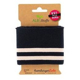 ALB Stoffe Albstoffe Bio-Strickbündchen "Cuff Me College", marine/weiß, 1,4 m