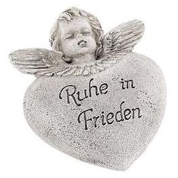 buttinette Herz mit Engel "Ruhe in Frieden", 12 x 9,5 x 4 cm