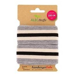 ALB Stoffe Albstoffe Bio-Band "Stripe Me Glam", grau/ecru/schwarz, 2 m