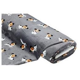 buttinette Wellness-Fleece "Hunde", grau-color