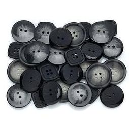 buttinette Standardknöpfe, schwarz/grau, 17 - 20 mm, Inhalt: 32 Stück