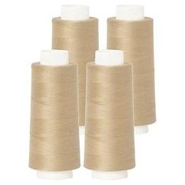 buttinette Overlockgarn im 4er-Pack, Stärke 120, 2500m-Spule, beige