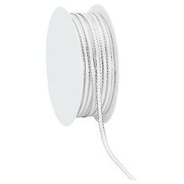 buttinette Satinband, weiß-silber, 3 mm, 20 m