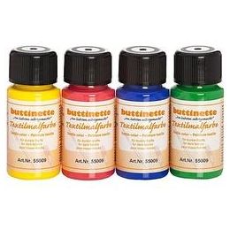 buttinette Stoffmalfarben "Grundfarben", für dunkle Stoffe, 4x 50ml