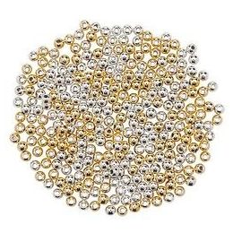 buttinette Rundperlen, gold und silber, 2 mm Ø, 400 Stück