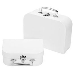 buttinette Deko-Koffer-Set, weiß, 25 x 18 x 8,5 cm und 20 x 14 x 7,5 cm, 2 Stück
