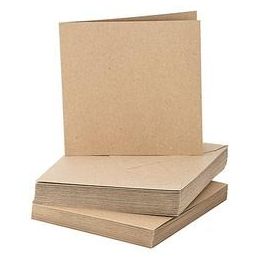 buttinette Recycling-Doppelkarten & Hüllen, quadratisch, braun, je 25 Stück