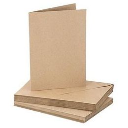 buttinette Recycling-Doppelkarten & Hüllen, A5 / C5, braun, je 20 Stück