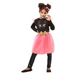 buttinette Kinderkleid "Katze", pink/schwarz