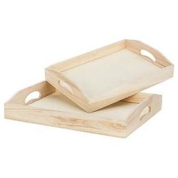 buttinette Tabletts aus Holz, 33 x 23 x 7 cm und 37 x 28 x 7 cm, 2 Stück