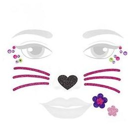 buttinette Face-Art-Tattoo "Katze", pink/lila