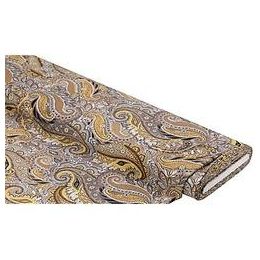 buttinette Stretch-Crêpe "Paisley", grau/gelb