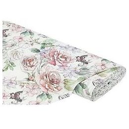 buttinette Dekostoff Vintage-Blumen "Lorena", creme-color