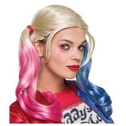 DC COMICS Zopfperücke "Harley Quinn", blond/pink/blau