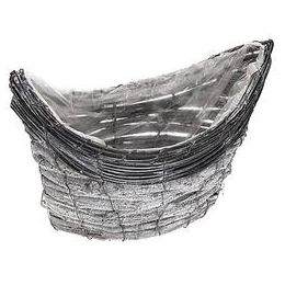 buttinette Rattan-Pflanzschiff, grau-wash, 30 x 17 x 21,5 cm