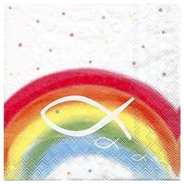 buttinette Papierservietten "Regenbogen/Weiß", 33 x 33 cm, 20 Stück