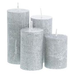 buttinette Rustikale Kerzen, silber-metallic, abgestuft, 4 Stück