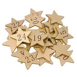 buttinette Adventskalender-Zahlen "Sterne" aus Holz, gold, 3,5 cm