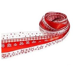 buttinette Bänderpaket "Weihnachten", rot-weiß, 10 mm, 5x 2 m