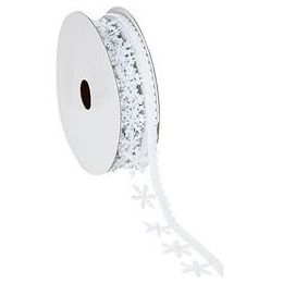 buttinette Filzband "Schneeflocke", weiß, 25 mm, 5 m