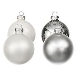 buttinette Weihnachtskugeln aus Glas, weiß, silber, 6 cm Ø, 12 Stück